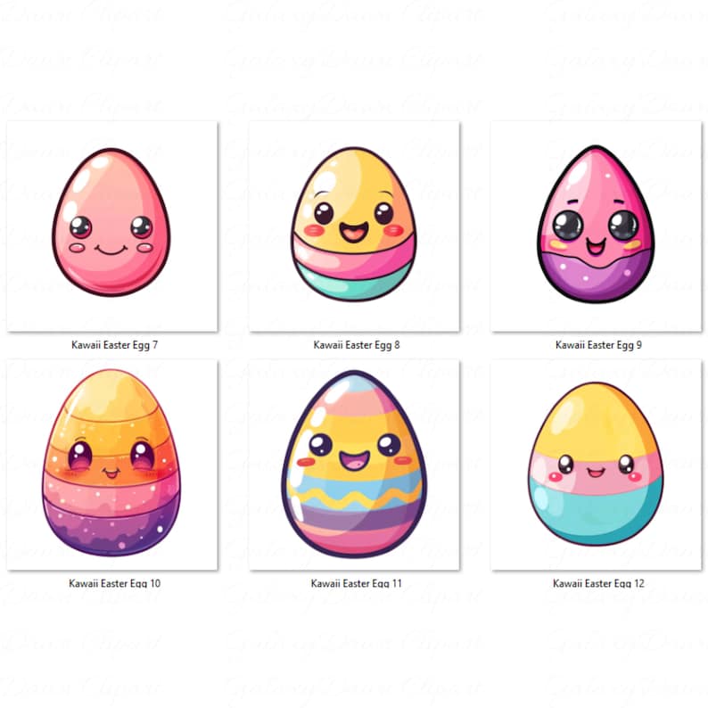 Kawaii Easter Egg Clipart, Cute Cartoon PNG, Holiday Clip Art ...