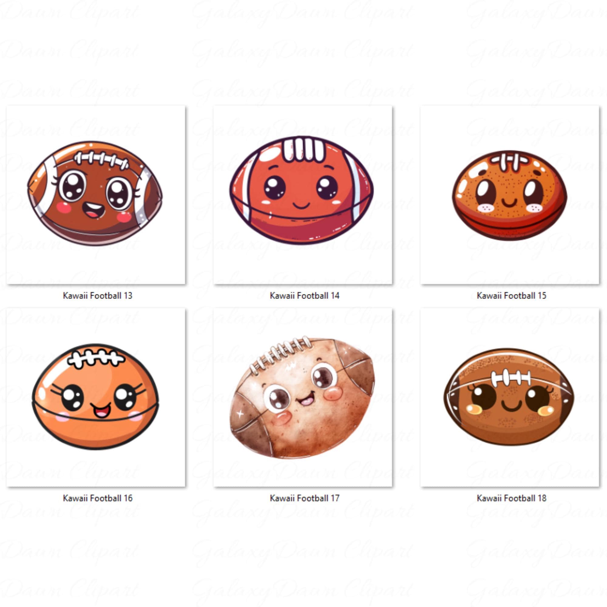 Kawaii Football Clipart, Cute Cartoon American Sports Ball PNG, Happy ...