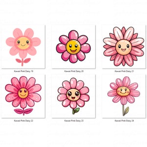 Kawaii Pink Daisy Clipart, Cute Cartoon Flower PNG, Floral Happy Face ...
