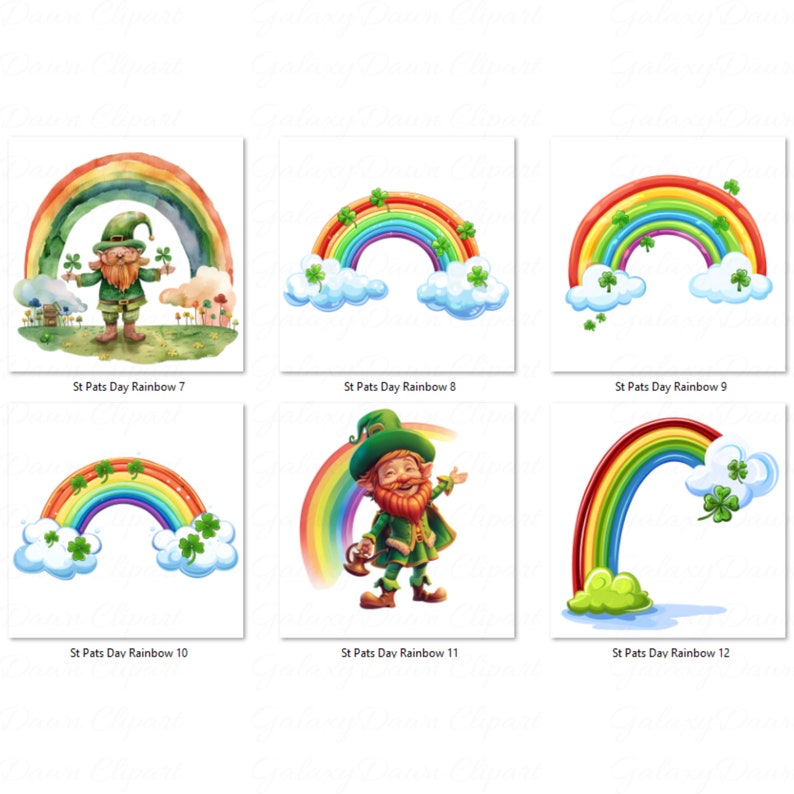 St Patricks Day Rainbow Clipart, Leprechaun PNG, Shamrock Clip Art, 4 ...