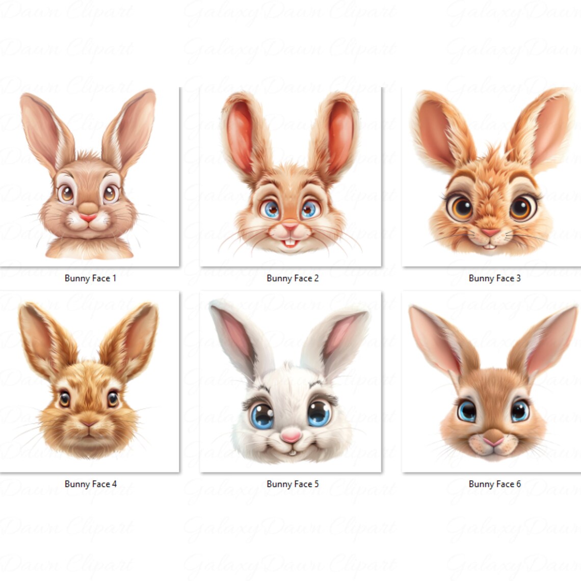 Cute Cartoon Bunny Face Clipart, Cute Cartoon Bunny Face PNG, Bunny ...