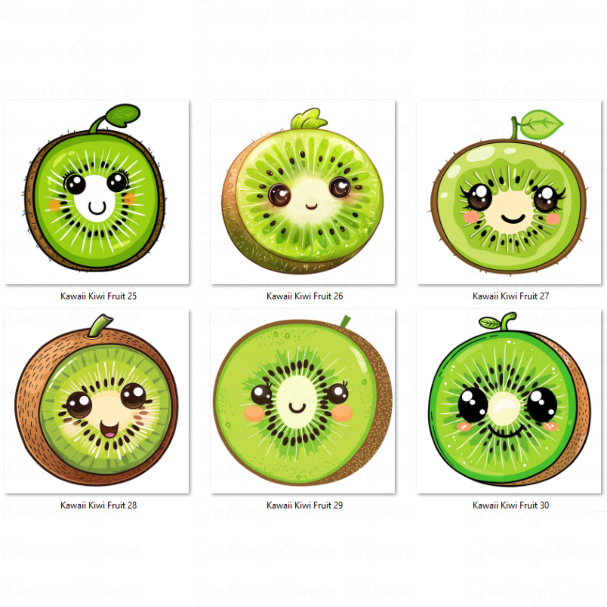Kawaii Kiwi Fruit Clipart, Cute Cartoon Smiling Fruit Face PNG ...