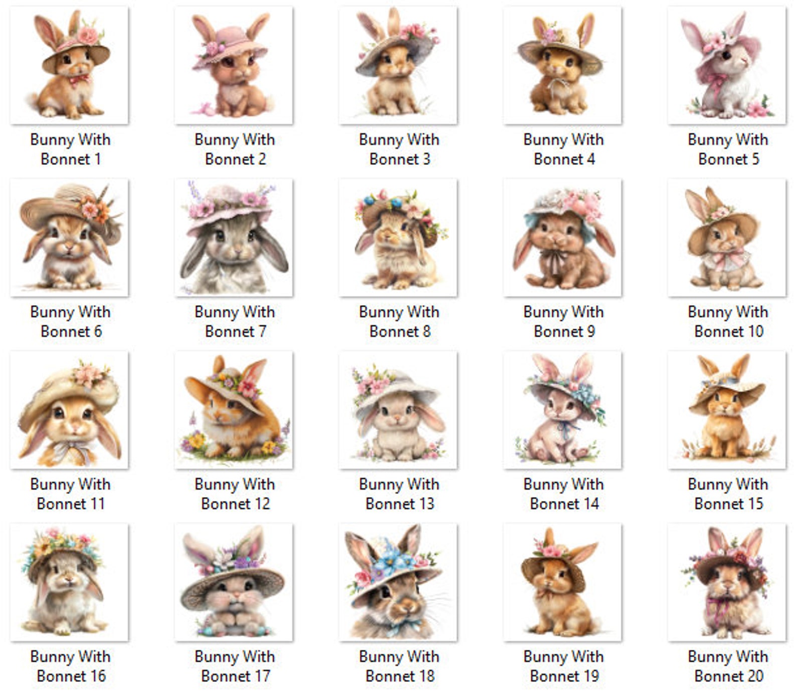 Bunny With Bonnet Clipart, Rabbit Wearing Easter Hat PNG, Spring Clip ...