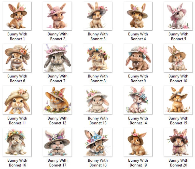 Bunny With Bonnet Clipart, Rabbit Wearing Easter Hat PNG, Spring Clip ...