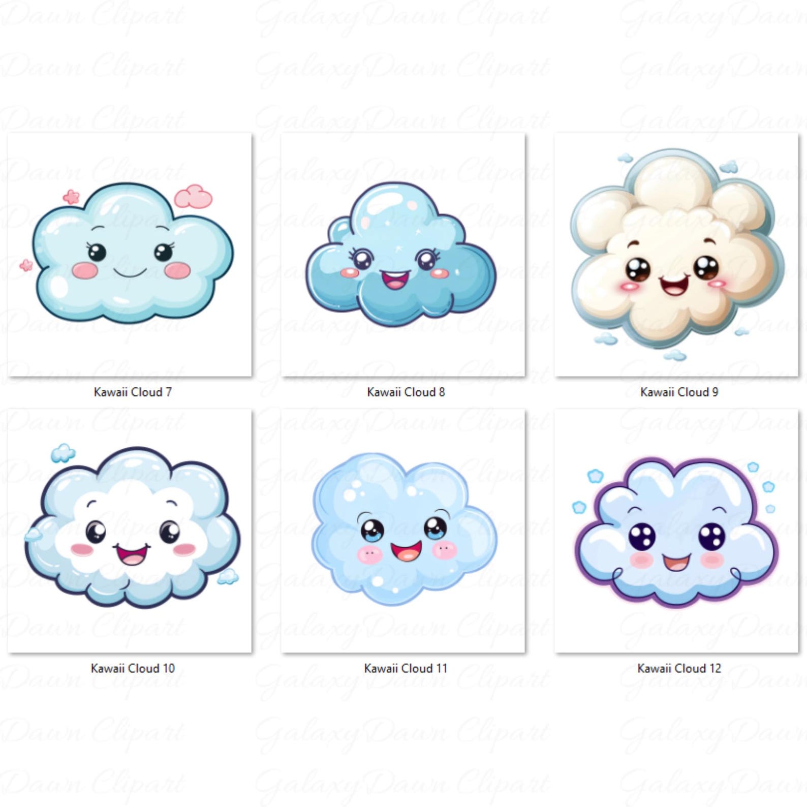 Kawaii Cloud Clipart, Cute Cartoon Weather PNG, Happy Smiling Celestial ...