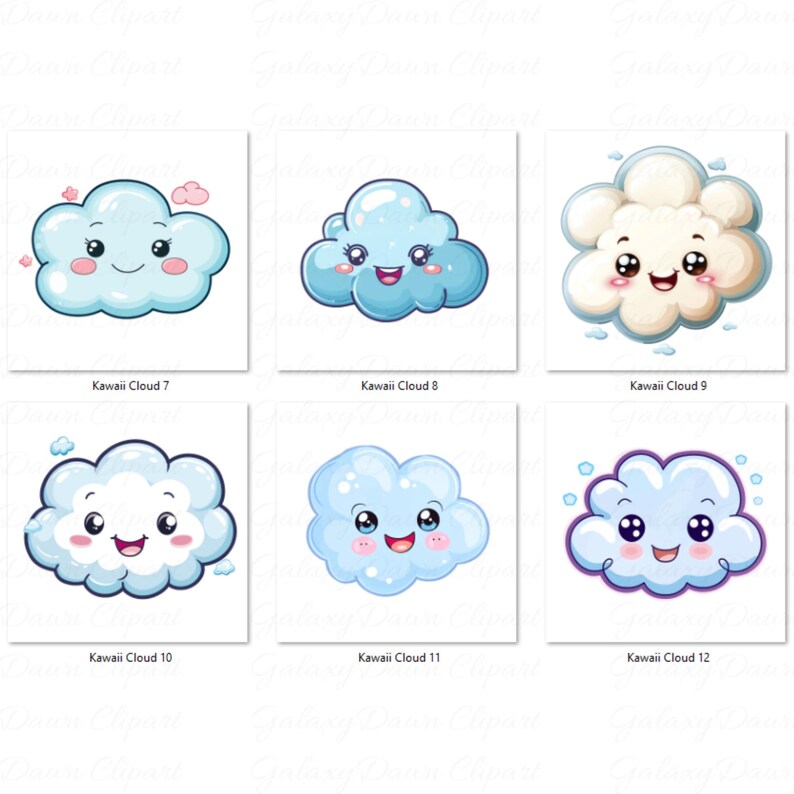 Kawaii Cloud Clipart, Cute Cartoon Weather PNG, Happy Smiling Celestial ...