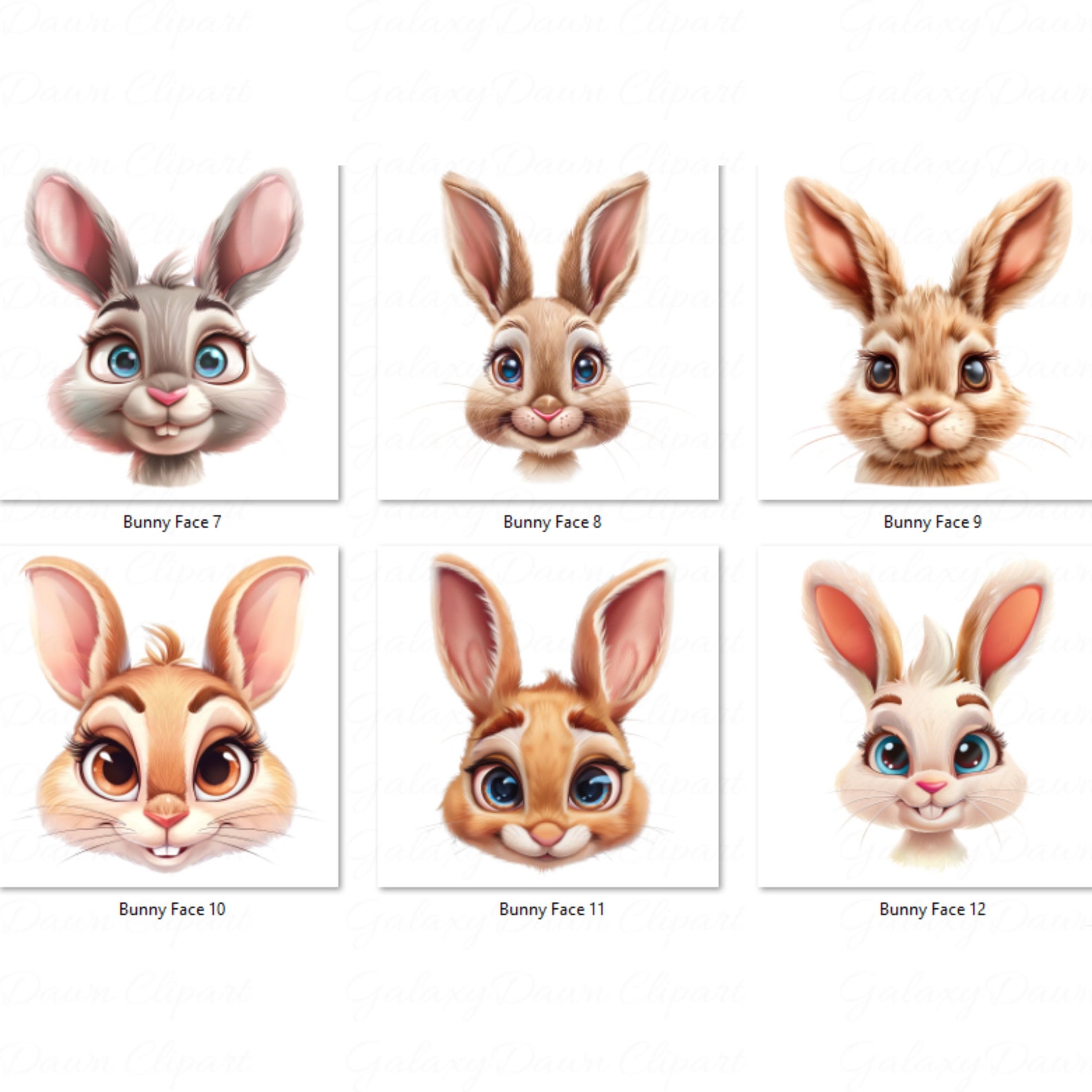 Cute Cartoon Bunny Face Clipart, Cute Cartoon Bunny Face PNG, Bunny ...