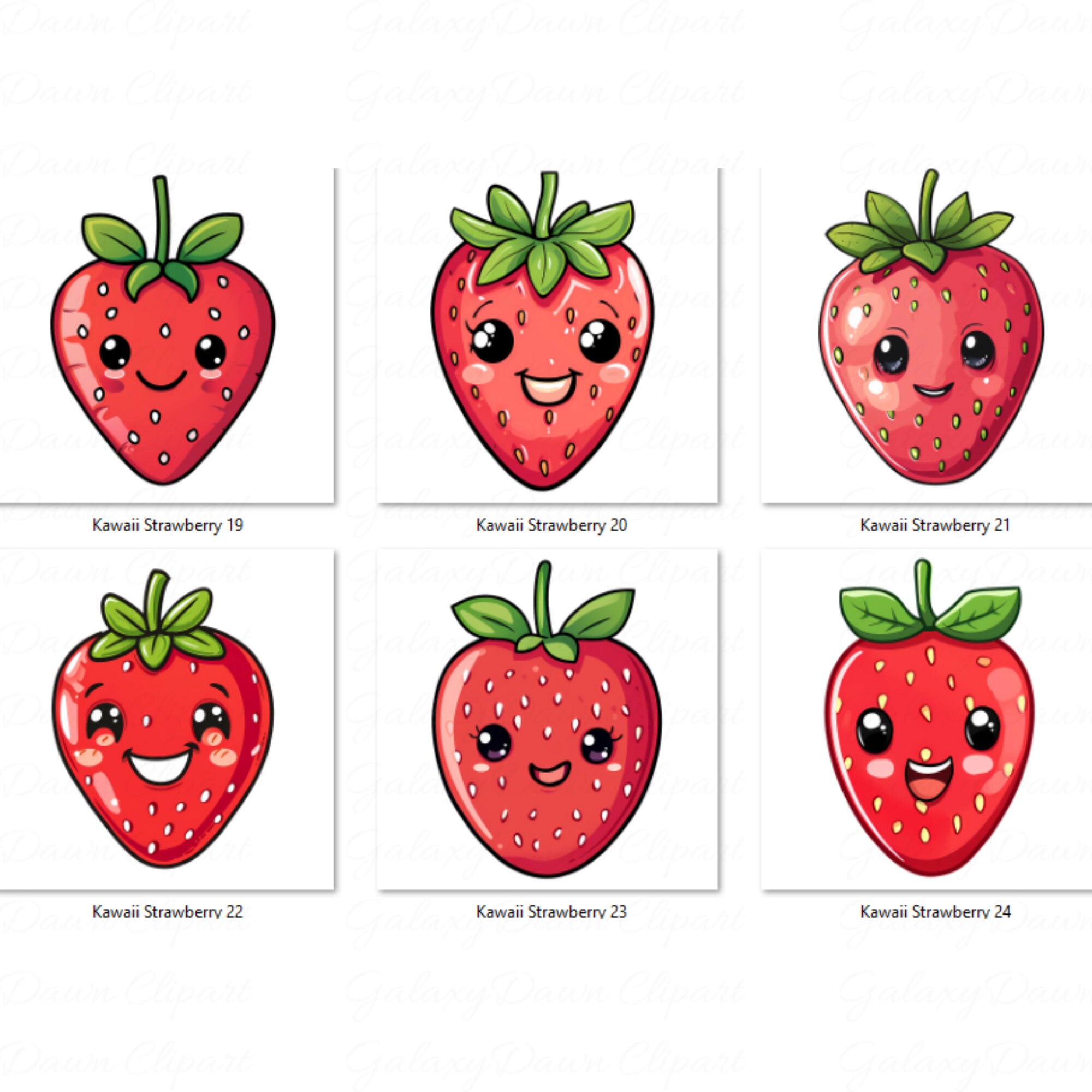 Cute Kawaii Strawberry Clipart, Kawaii Clipart, Strawberry Clipart ...