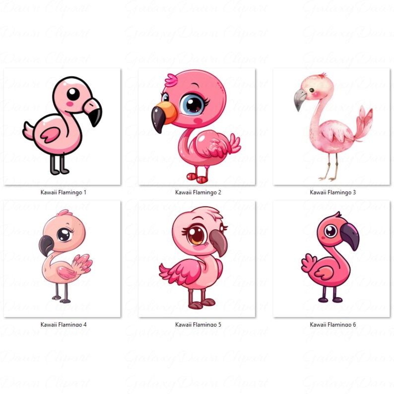 Kawaii Flamingo Clipart, Cute Cartoon Pink Bird PNG, Happy Smiling ...