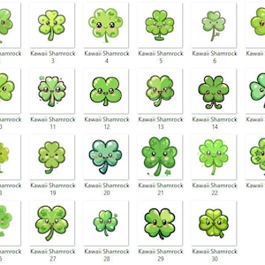 Kawaii Shamrock Clipart, Clover PNG, 4 Four Leaf Clover Clip Art, St ...