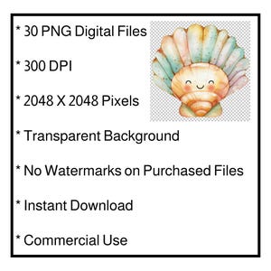 Kawaii Seashell Clipart, Cute Cartoon Sea Shell Faces PNG, Happy ...