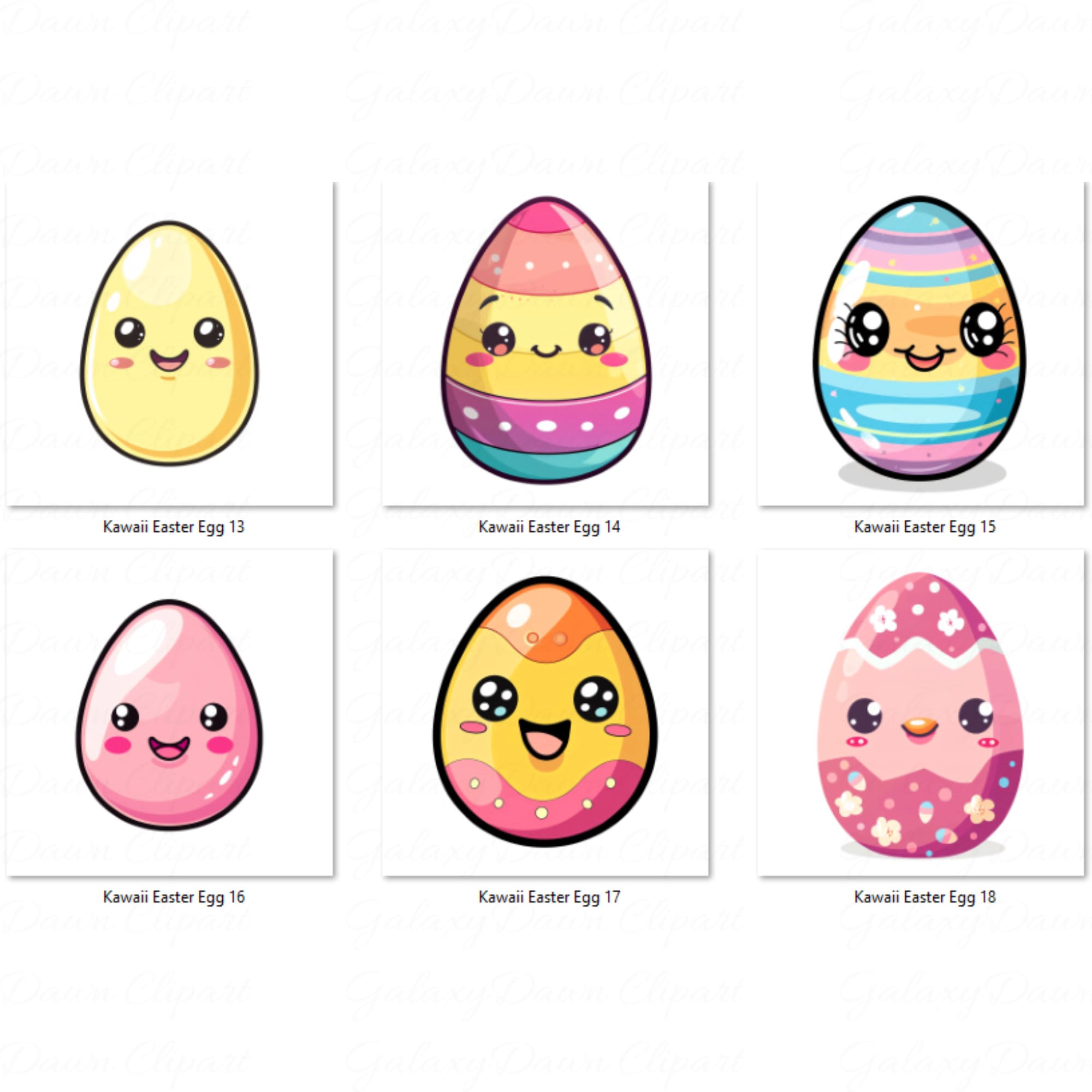 Kawaii Easter Egg Clipart, Cute Cartoon PNG, Holiday Clip Art ...
