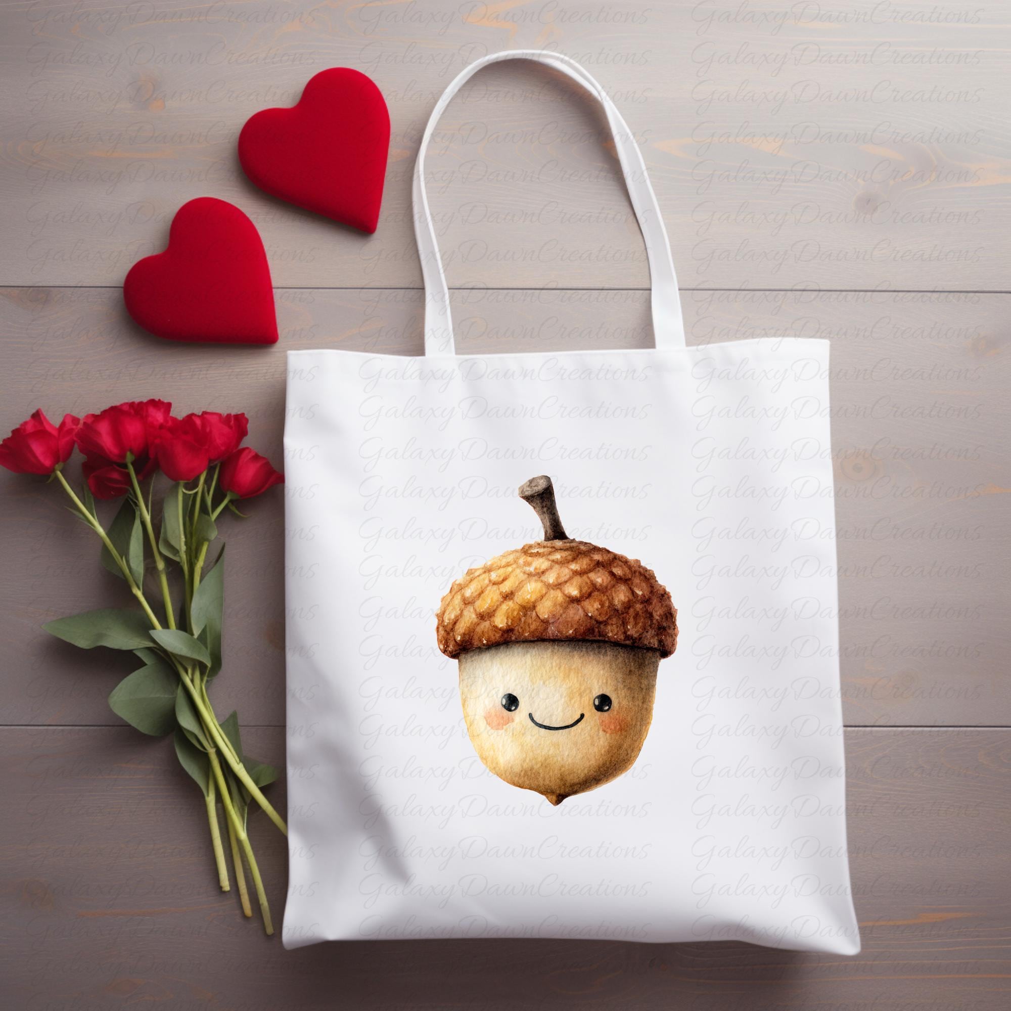 Watercolor Kawaii Acorn Clipart, Cute Cartoon Nut Face PNG, Happy ...