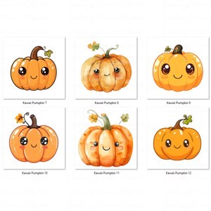Kawaii Pumpkin Clipart, Cute Cartoon Fall Autumn PNG, Halloween ...
