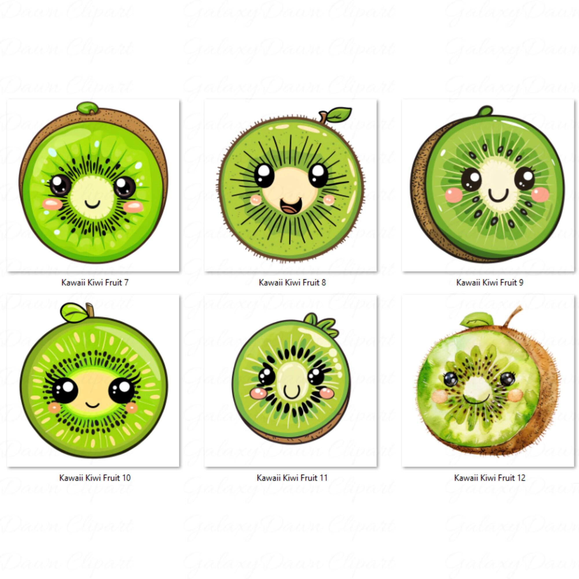 Kawaii Kiwi Fruit Clipart, Cute Cartoon Smiling Fruit Face PNG ...
