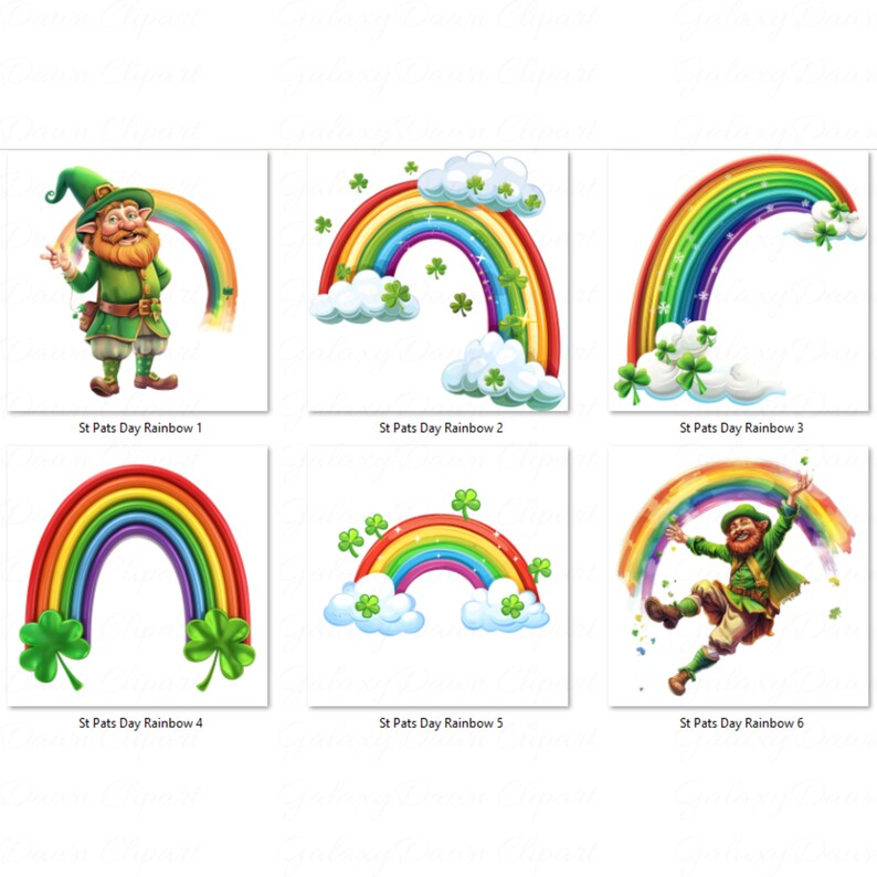 St Patricks Day Rainbow Clipart, Leprechaun PNG, Shamrock Clip Art, 4 ...