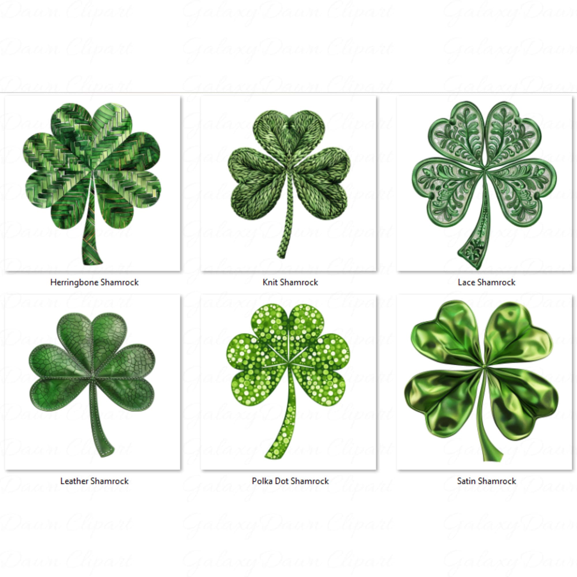 Mixed Media Shamrock Clipart, 4 Four Leaf Clover PNG, St Patricks Day Clip Art, Saint Pattys ...