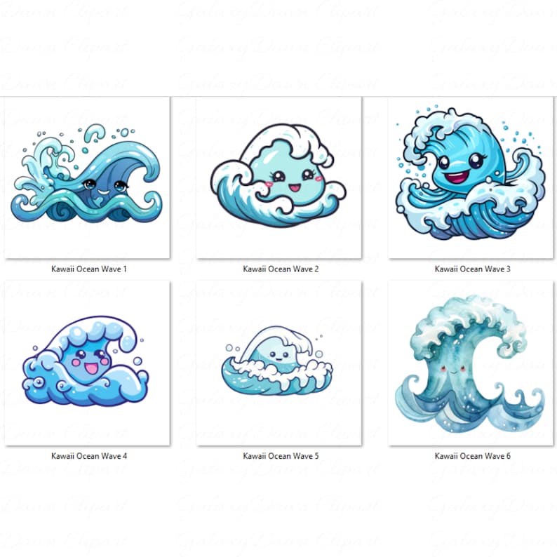 Kawaii Ocean Wave Clipart, Cute Cartoon Tropical Sea PNG, Summer ...