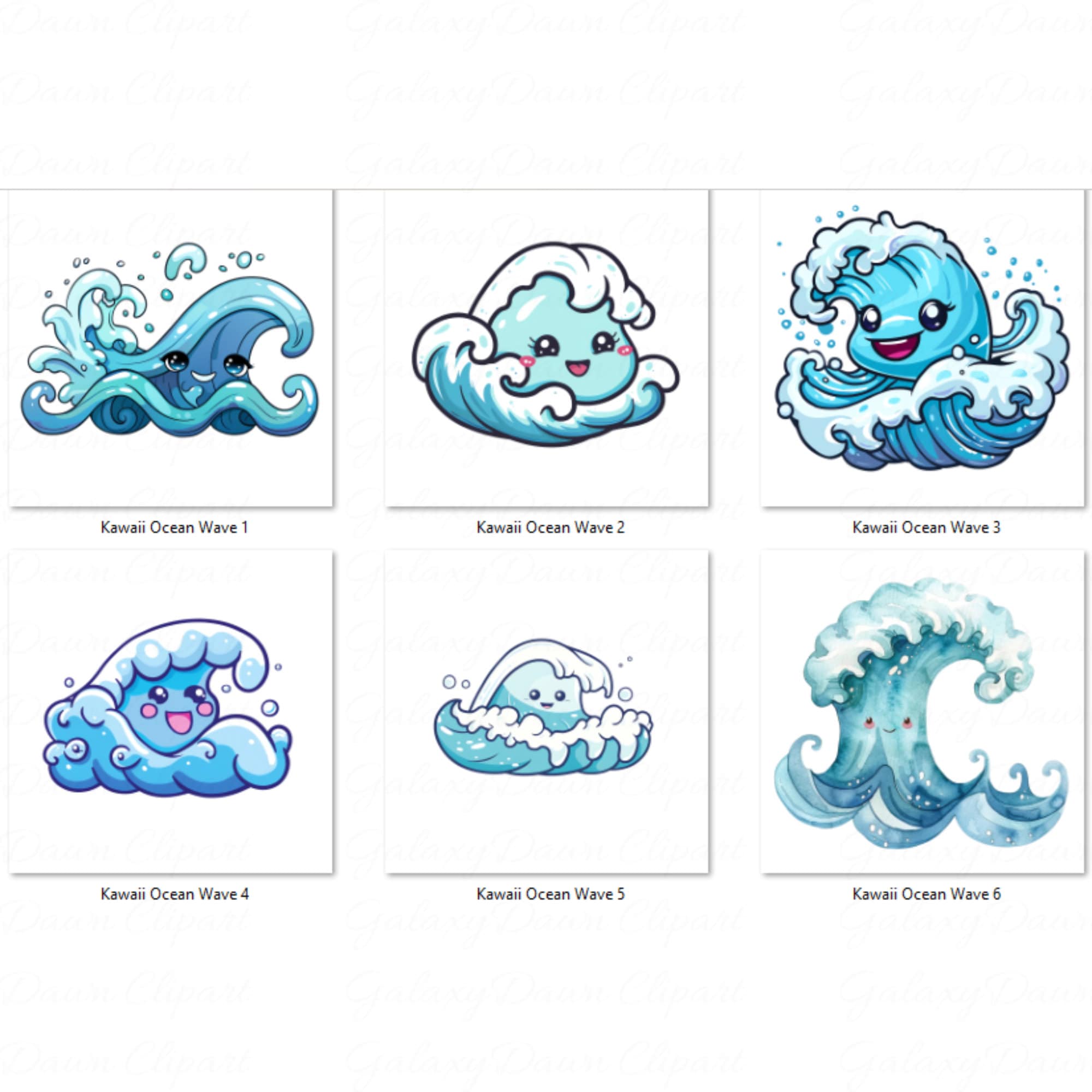 Kawaii Ocean Wave Clipart, Cute Cartoon Tropical Sea PNG, Summer ...