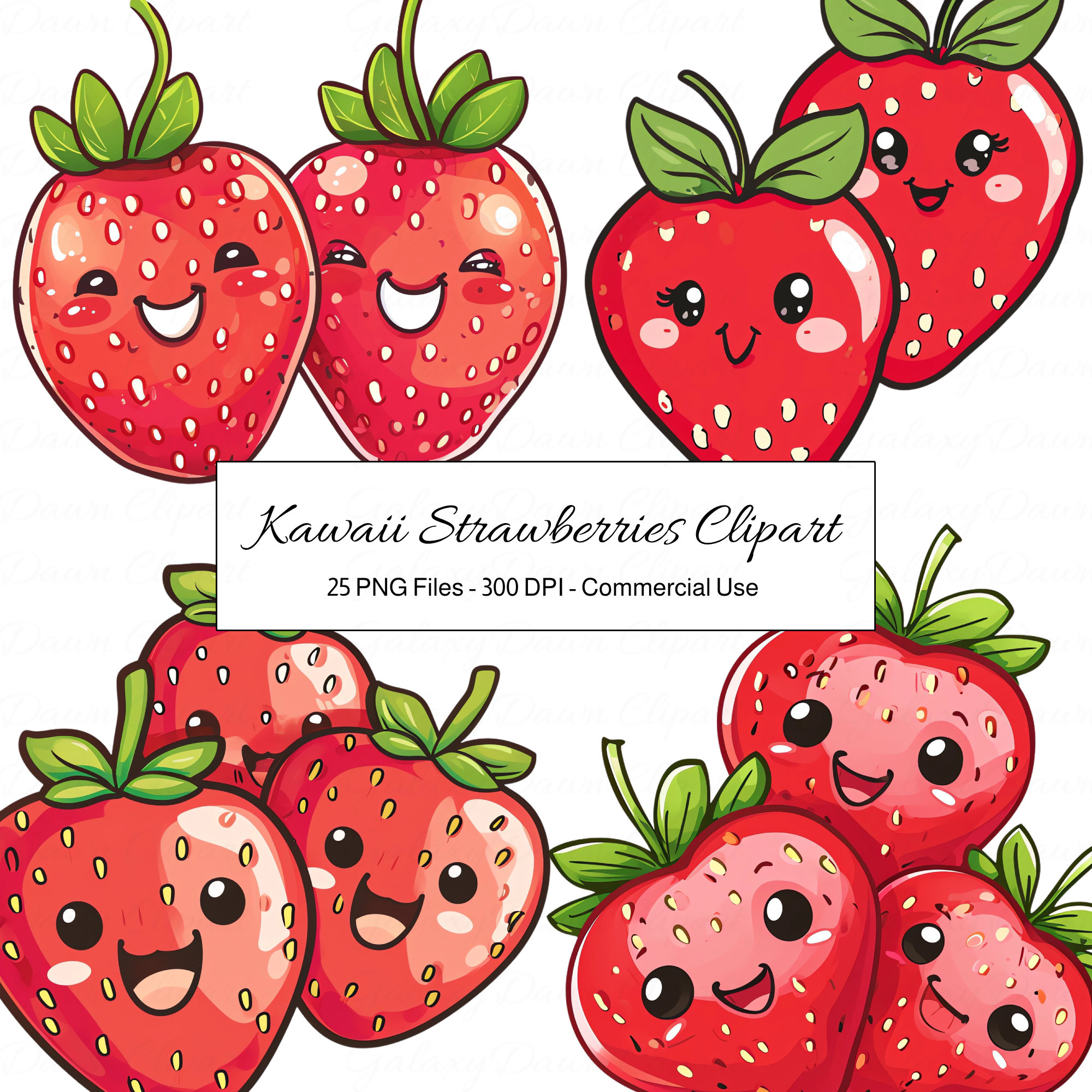 Kawaii Strawberries Clipart, Kawaii Strawberries PNG, Kawaii Clipart ...