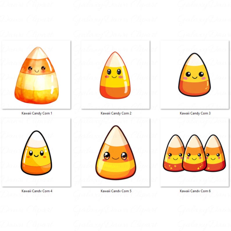 Kawaii Candy Corn Clipart, Cute Cartoon Halloween Faces PNG, Fall ...