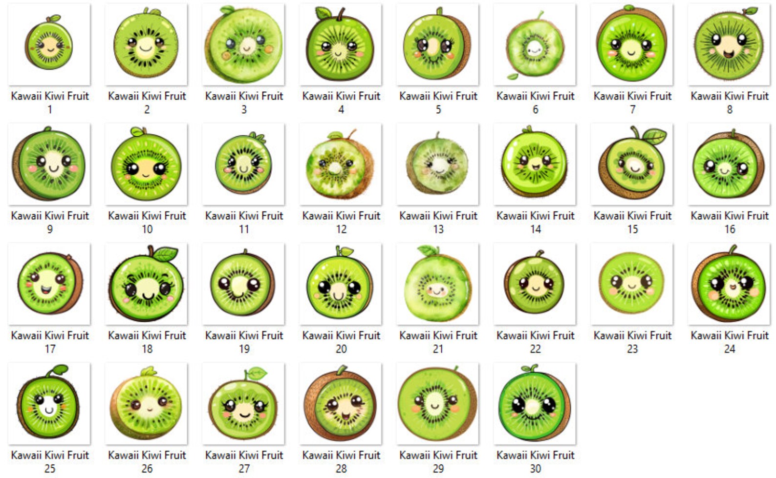 Kawaii Kiwi Fruit Clipart, Cute Cartoon Smiling Fruit Face PNG ...