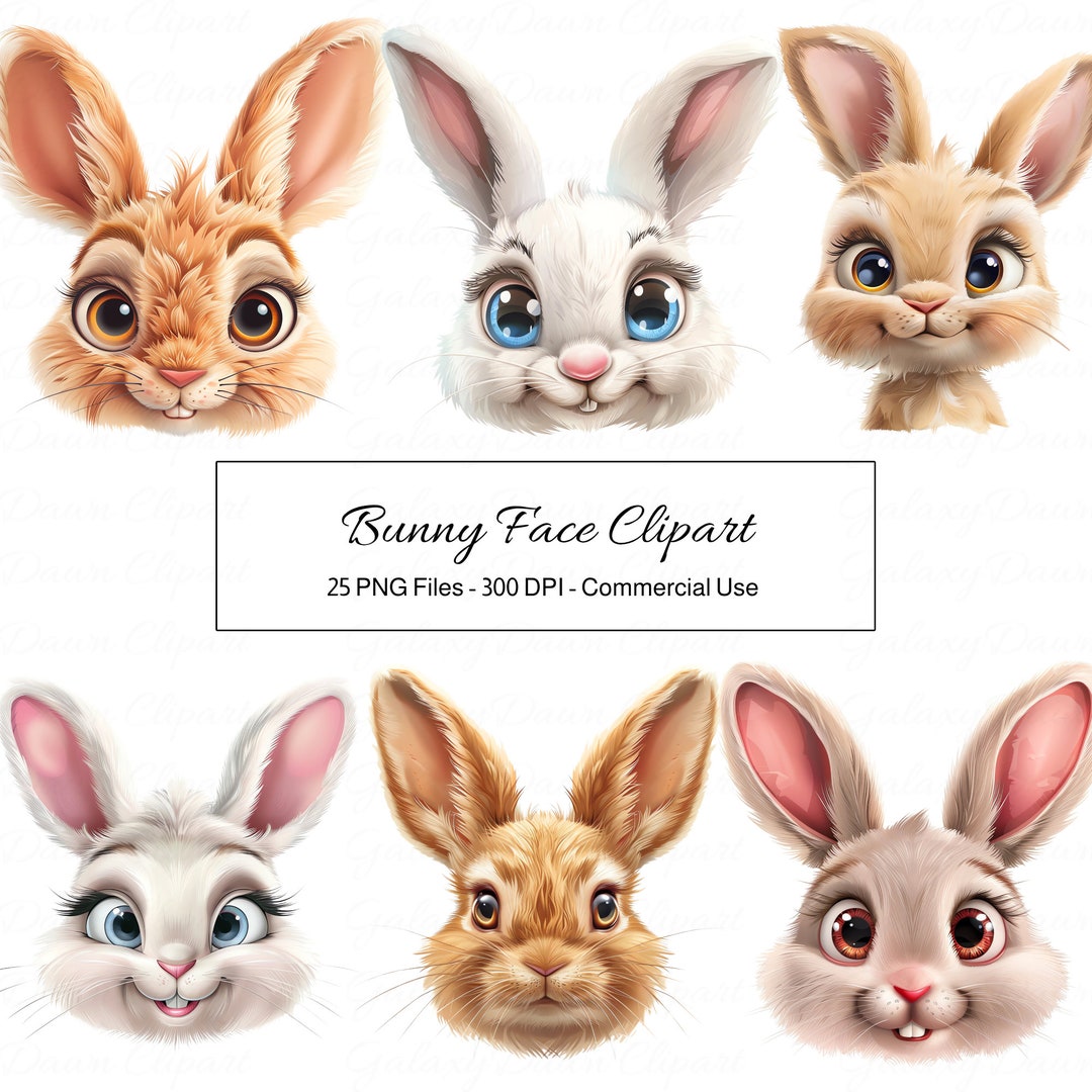 Cute Cartoon Bunny Face Clipart, Cute Cartoon Bunny Face PNG, Bunny ...