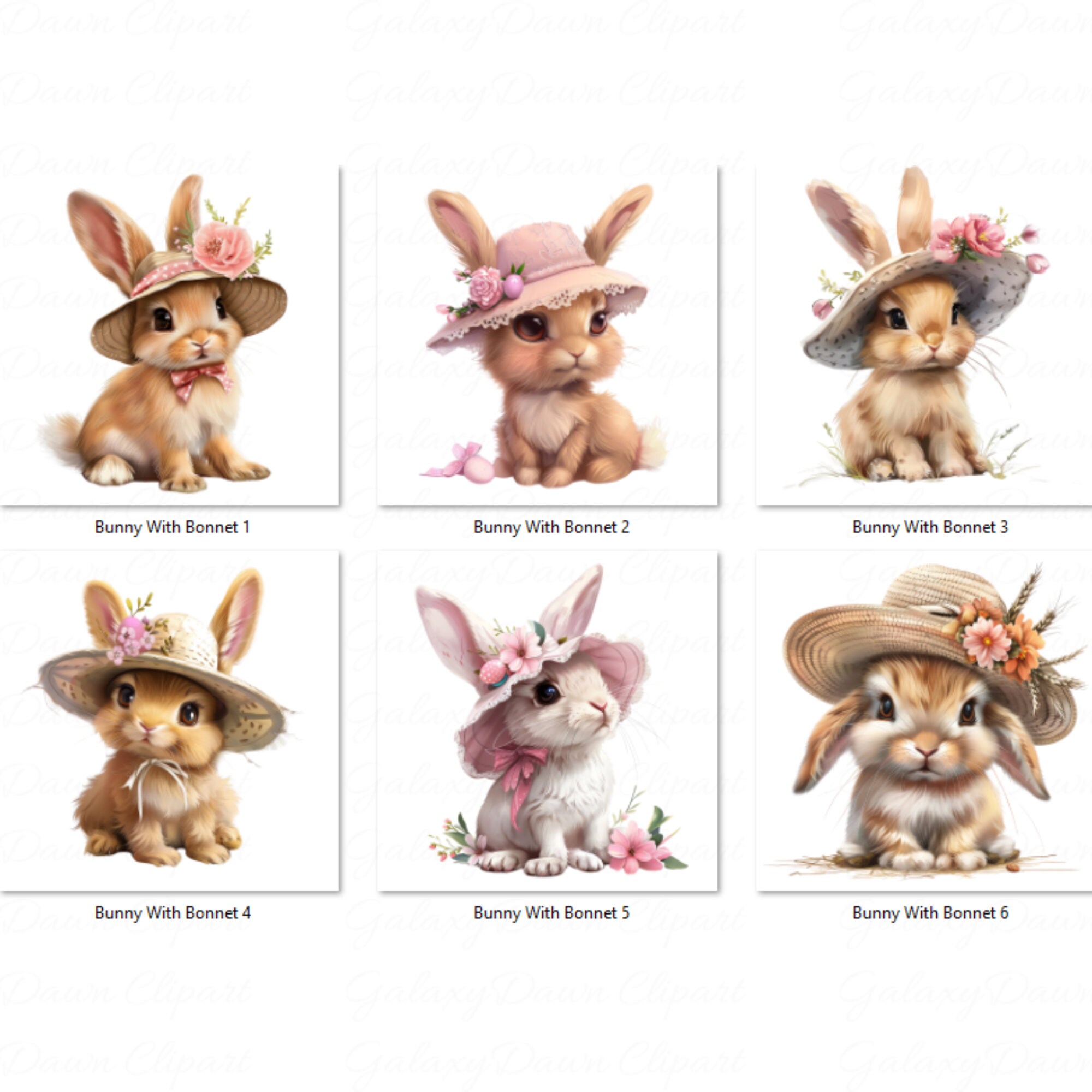 Bunny With Bonnet Clipart, Rabbit Wearing Easter Hat PNG, Spring Clip ...