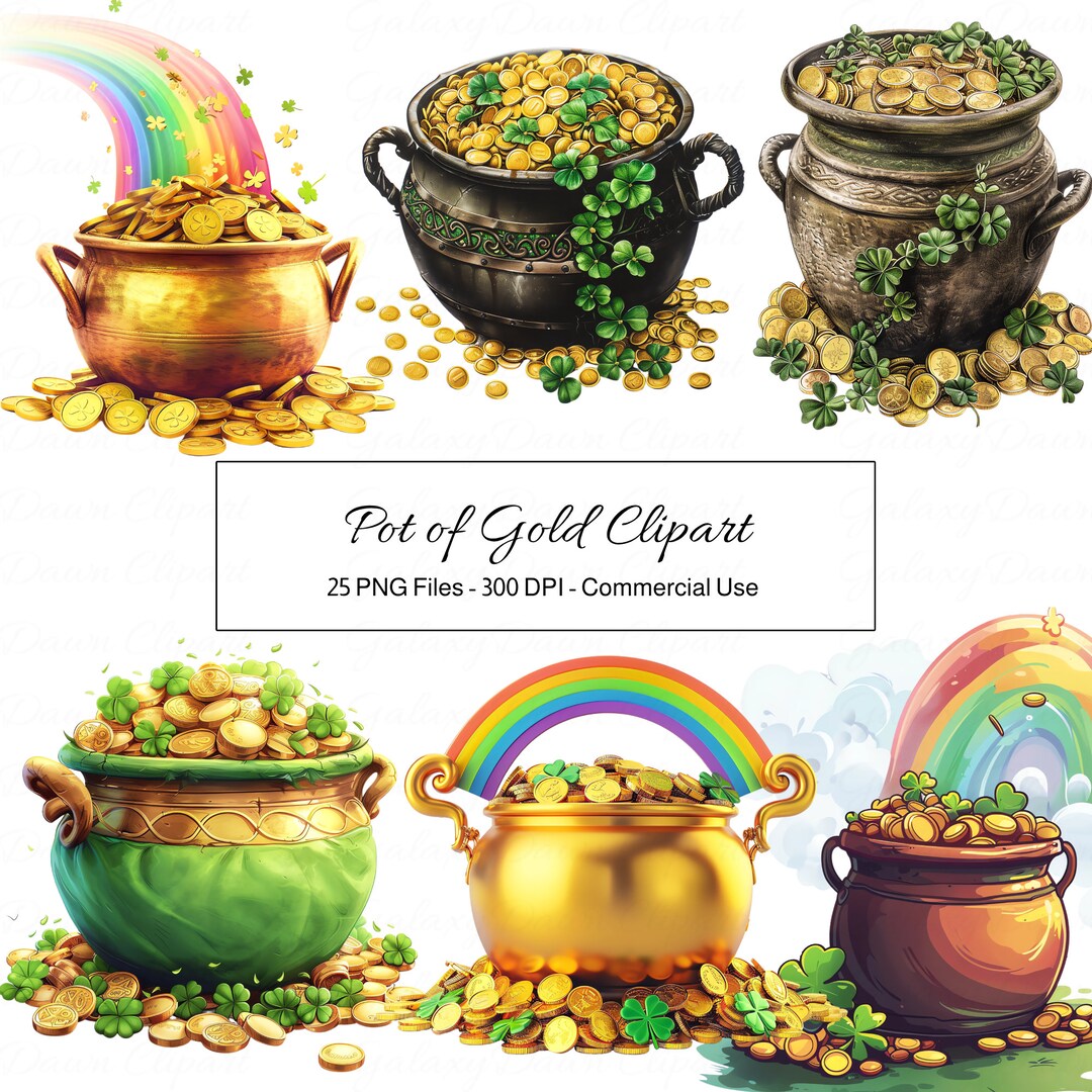 Pot of Gold Clipart, Pot of Gold PNG, Pot of Gold, St Patricks Day ...