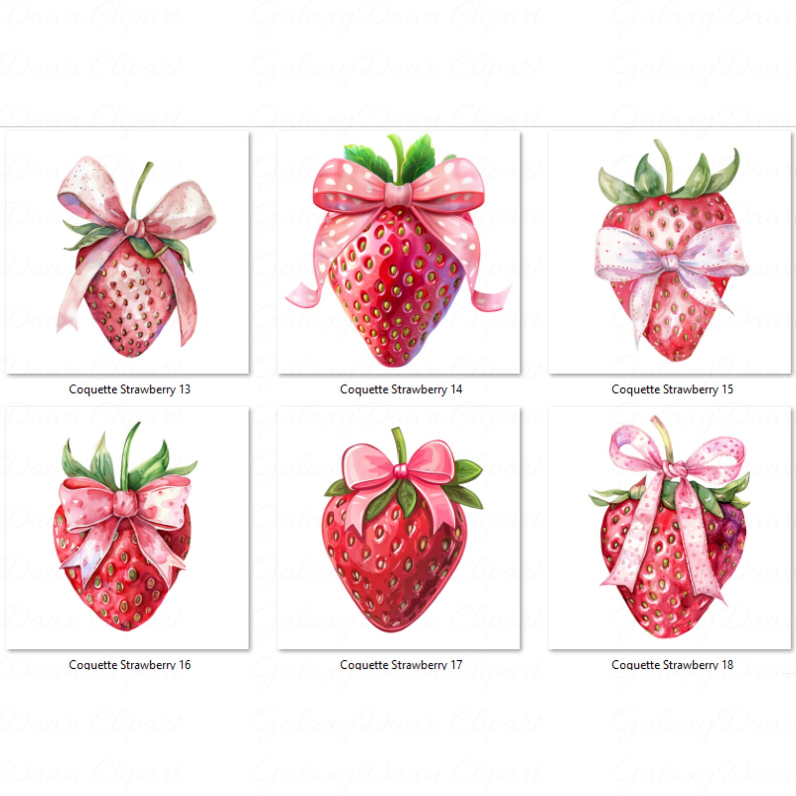 Coquette Strawberry Clipart, Fruit With Pink Bow Ribbon PNG, Feminine ...