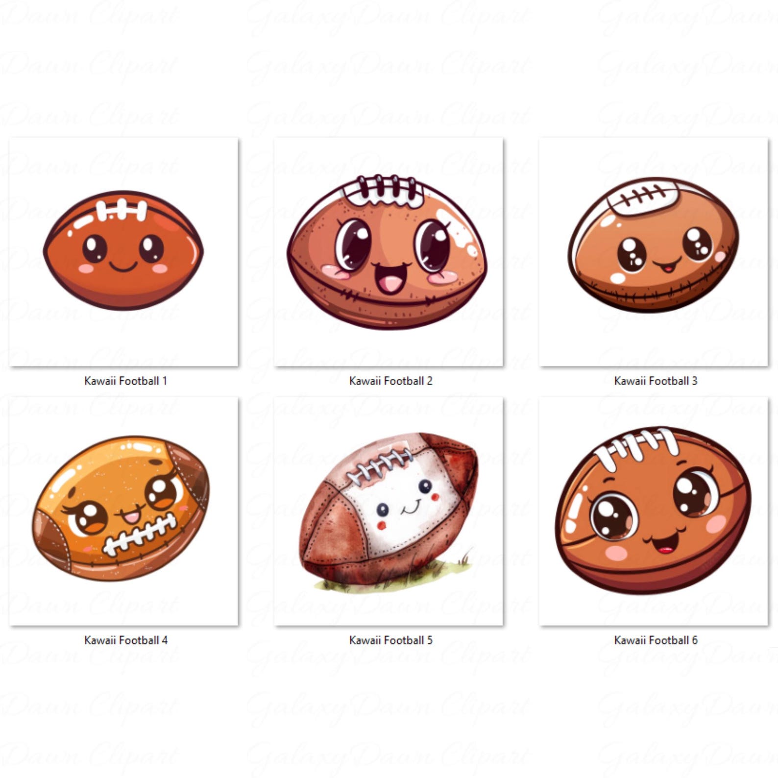 Kawaii Football Clipart, Cute Cartoon American Sports Ball PNG, Happy ...