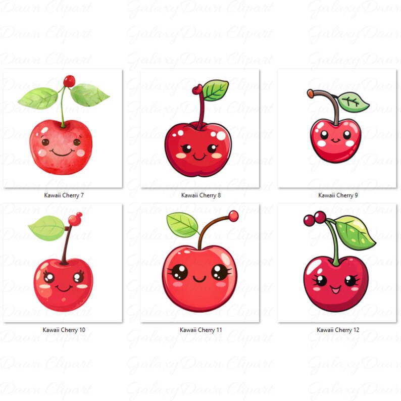 Kawaii Cherry Clipart, Cute Cartoon Fruit Face PNG, Happy Smiling Red ...