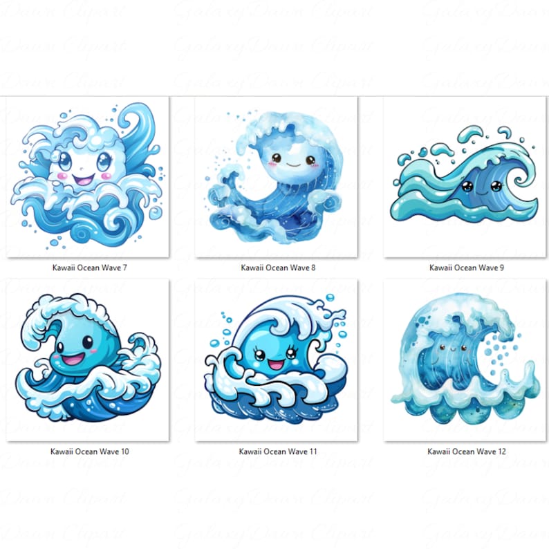 Kawaii Ocean Wave Clipart, Cute Cartoon Tropical Sea PNG, Summer ...