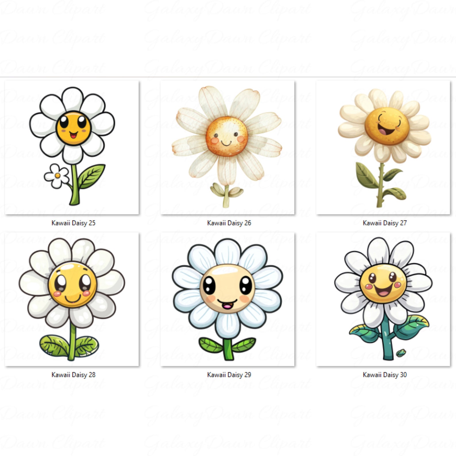 Kawaii Daisy Clipart, Cute Smiling Cartoon Flower PNG, Floral Happy ...