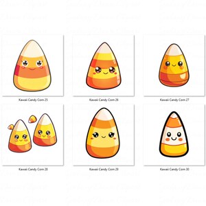 Kawaii Candy Corn Clipart, Cute Cartoon Halloween Faces PNG, Fall ...