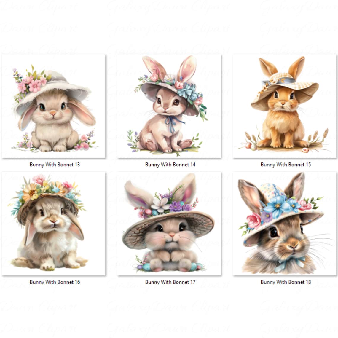 Bunny With Bonnet Clipart, Rabbit Wearing Easter Hat PNG, Spring Clip ...