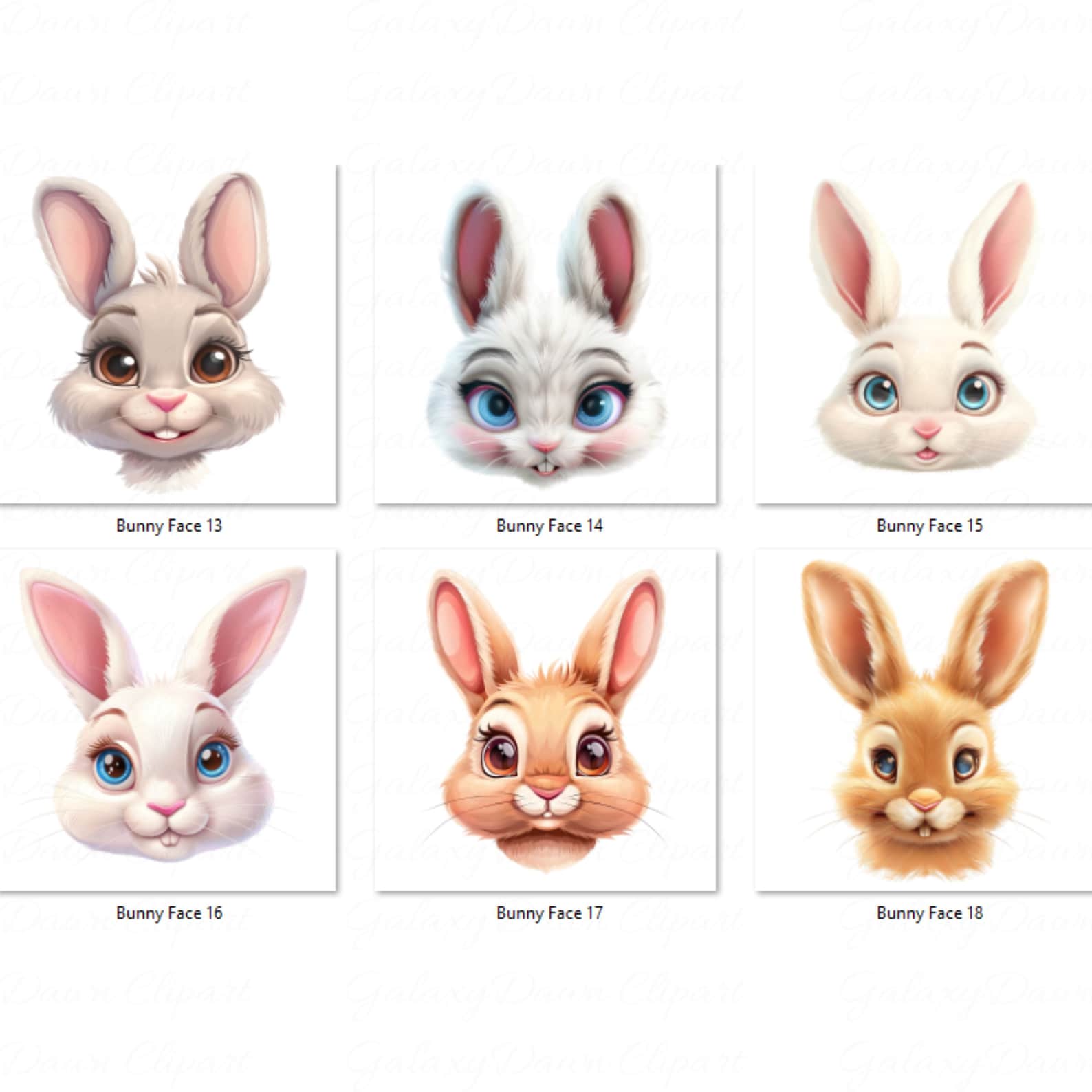 Cute Cartoon Bunny Face Clipart, Cute Cartoon Bunny Face PNG, Bunny ...