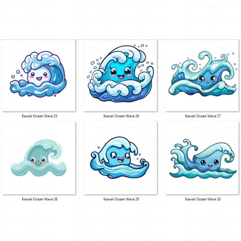Kawaii Ocean Wave Clipart, Cute Cartoon Tropical Sea PNG, Summer ...