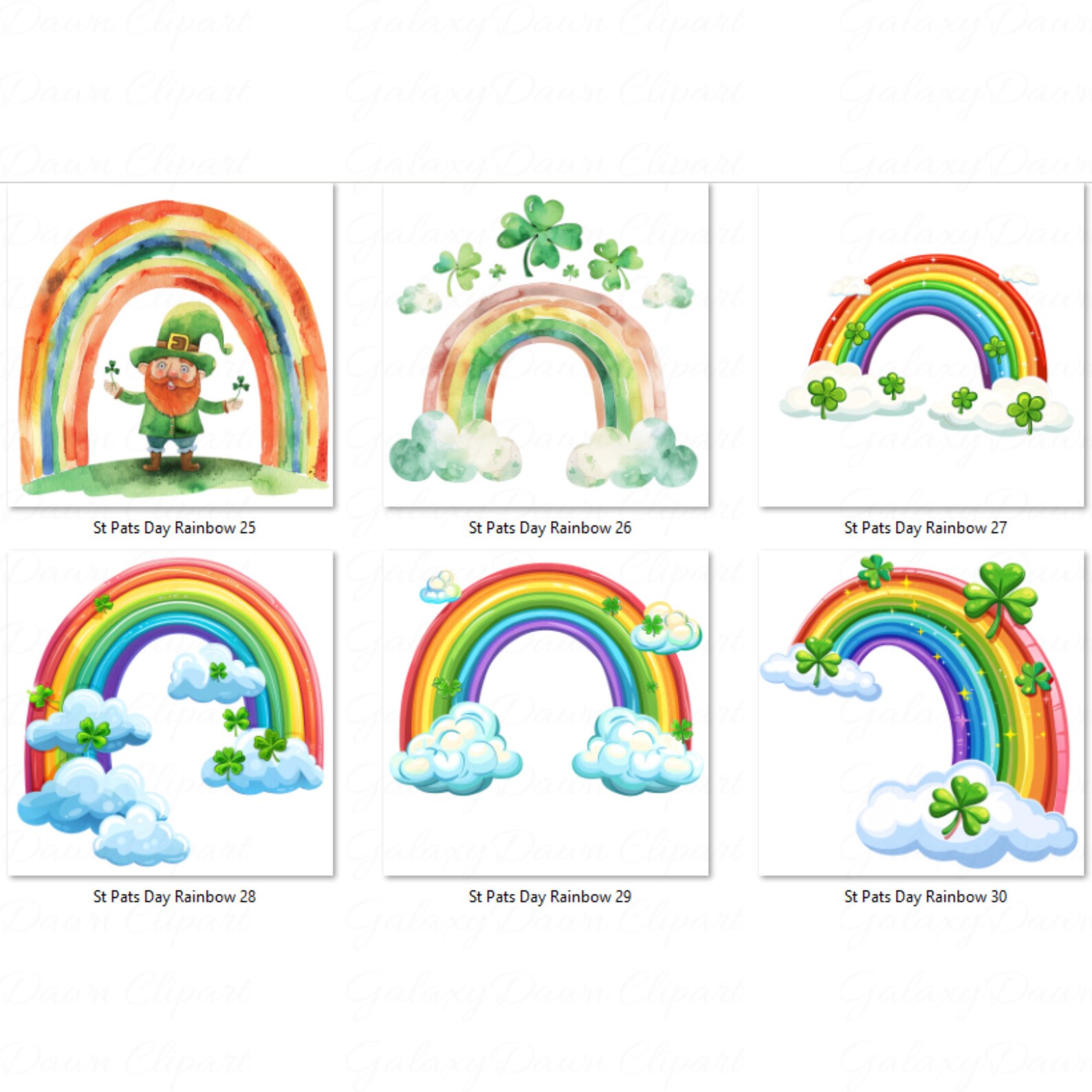 St Patricks Day Rainbow Clipart, Leprechaun PNG, Shamrock Clip Art, 4 ...