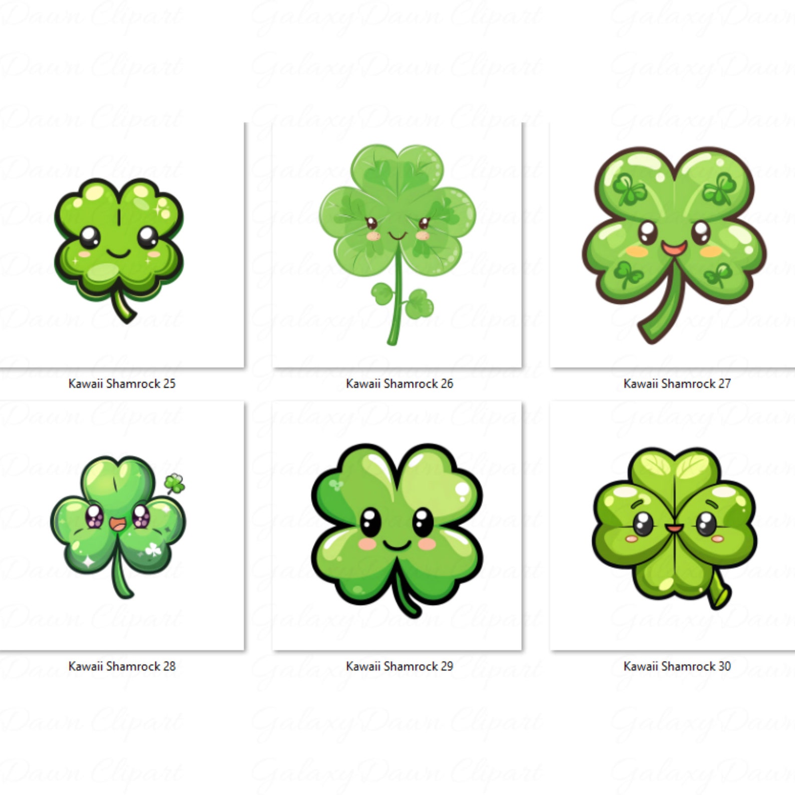 Kawaii Shamrock Clipart, Clover PNG, 4 Four Leaf Clover Clip Art, St ...