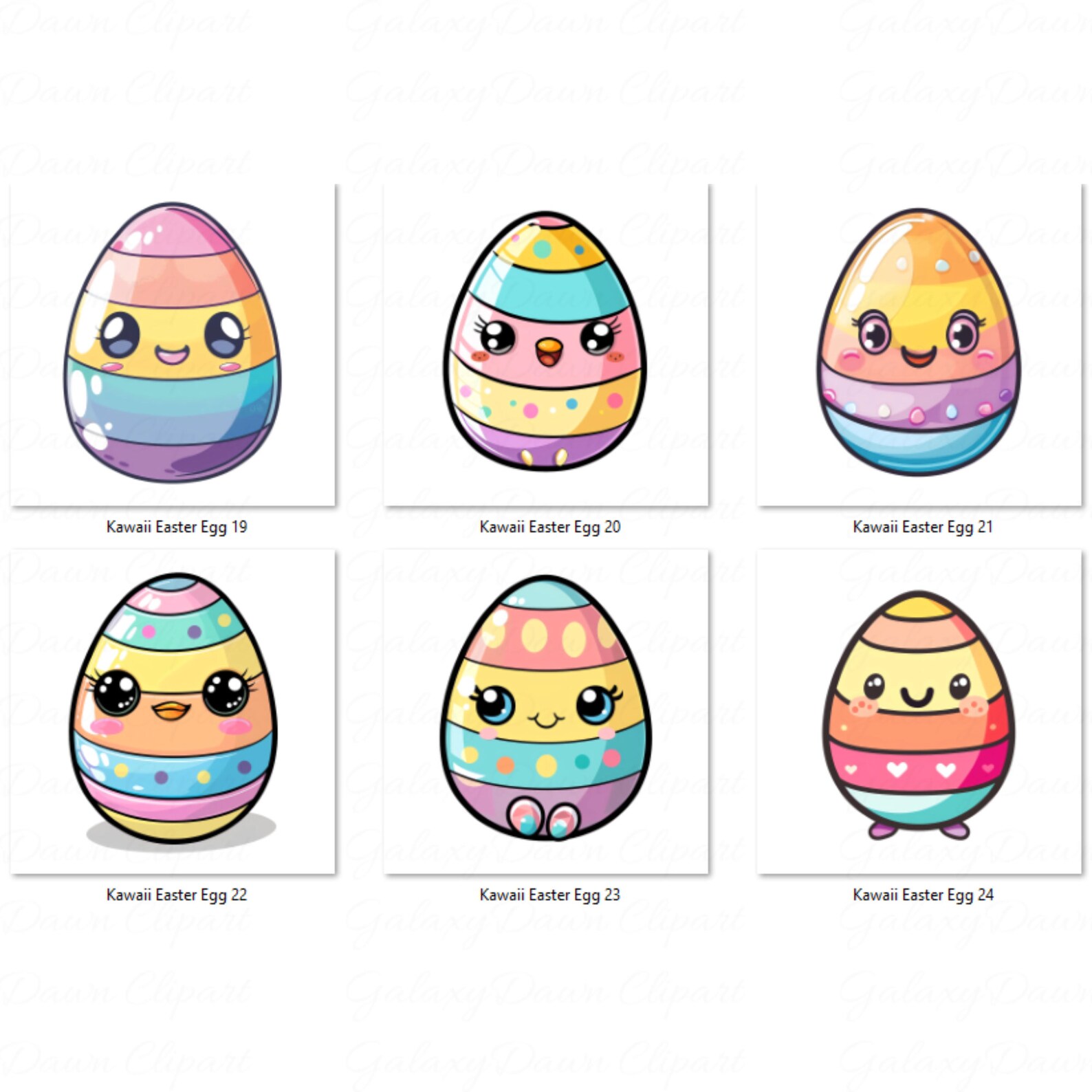 Kawaii Easter Egg Clipart, Cute Cartoon PNG, Holiday Clip Art ...