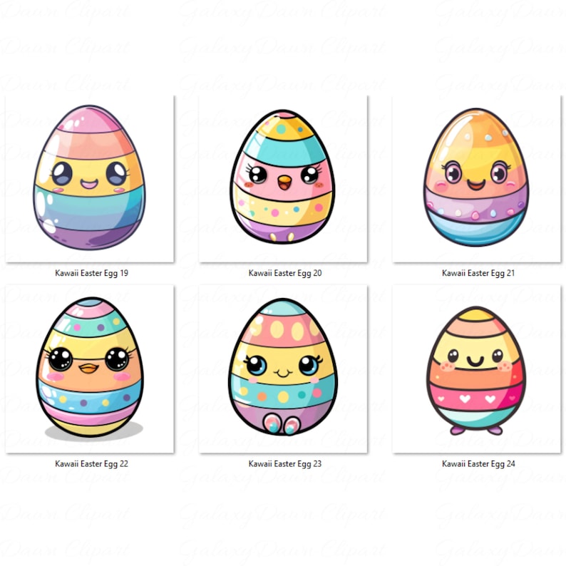Kawaii Easter Egg Clipart, Cute Cartoon PNG, Holiday Clip Art ...
