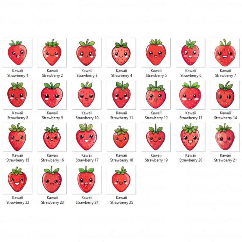 Cute Kawaii Strawberry Clipart, Kawaii Clipart, Strawberry Clipart ...