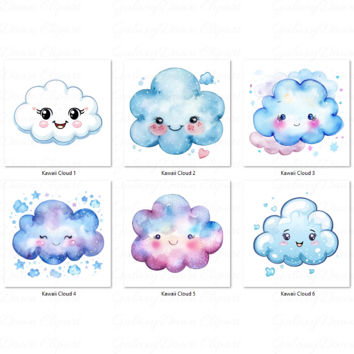 Kawaii Cloud Clipart, Cute Cartoon Weather PNG, Happy Smiling Celestial ...