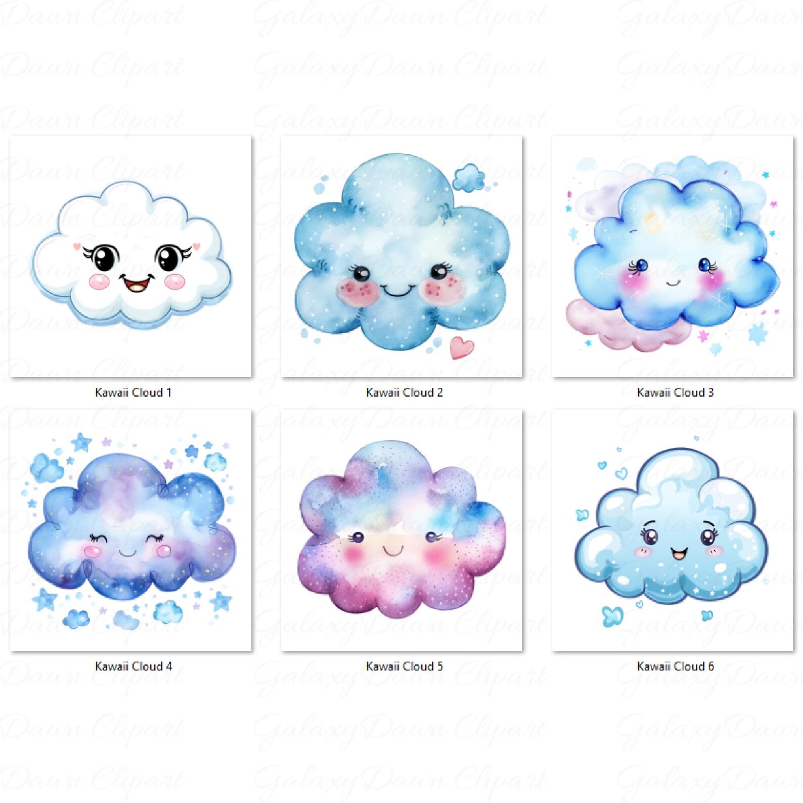 Kawaii Cloud Clipart, Cute Cartoon Weather PNG, Happy Smiling Celestial ...