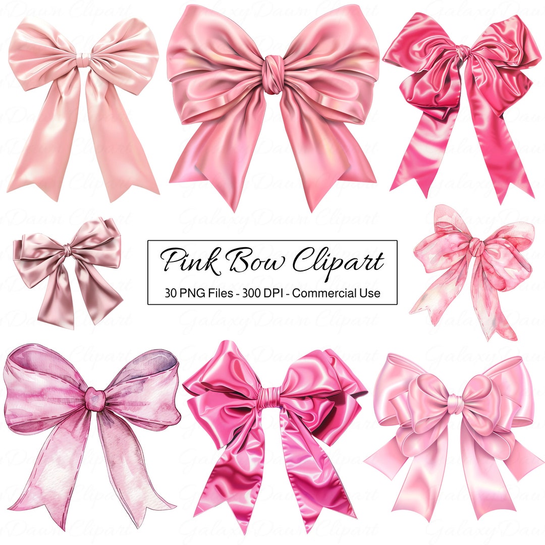 Pink Bow Clipart, Cute Girly Ribbon Fashion Clip Art, Coquette ...