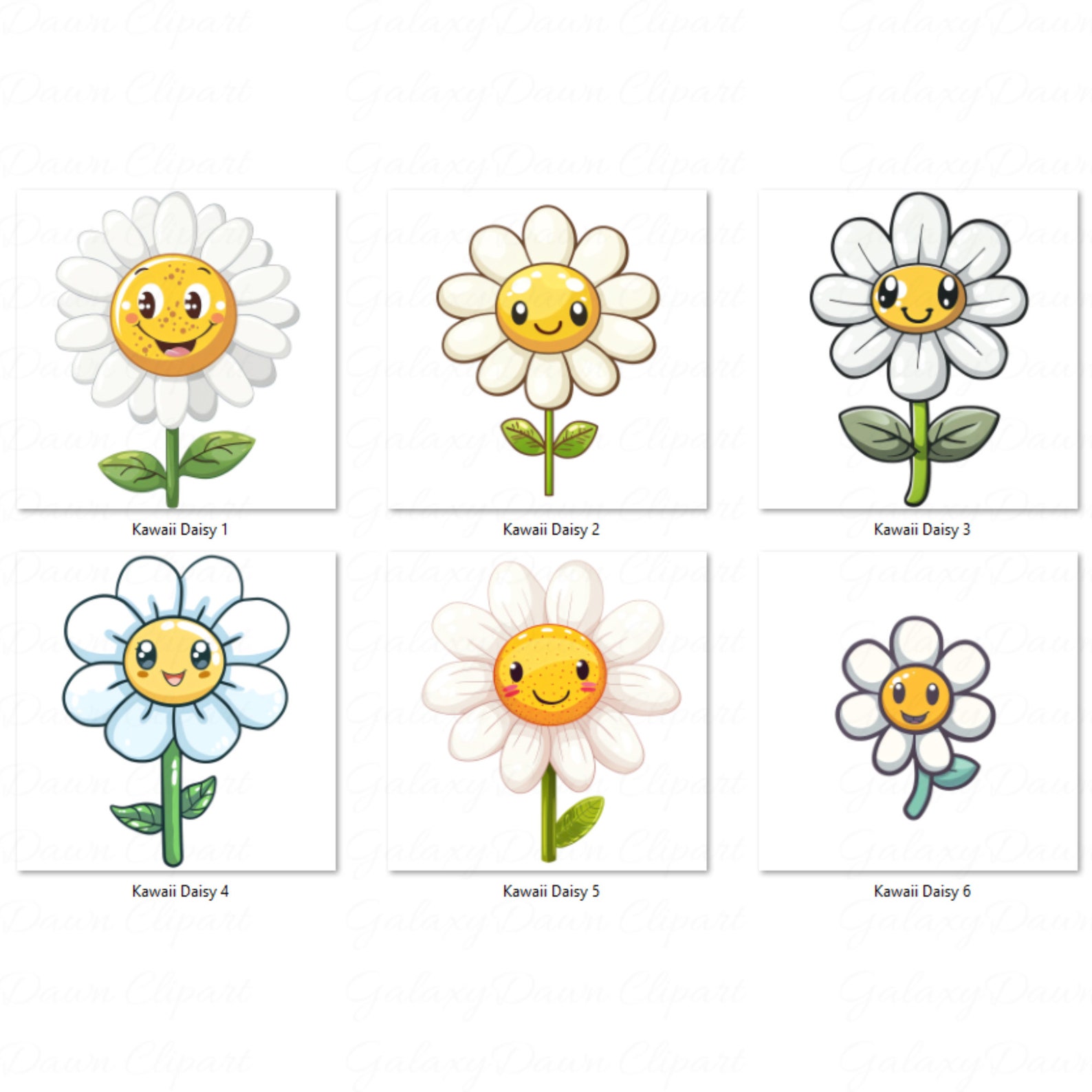 Kawaii Daisy Clipart, Cute Smiling Cartoon Flower PNG, Floral Happy ...