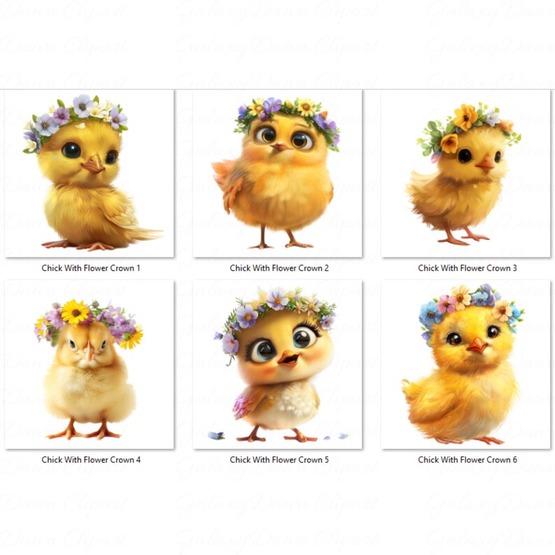 Chick With Flower Crown Clipart, Baby Chicken Floral Headpiece PNG ...