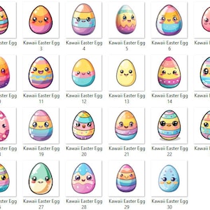 Kawaii Easter Egg Clipart, Cute Cartoon PNG, Holiday Clip Art ...