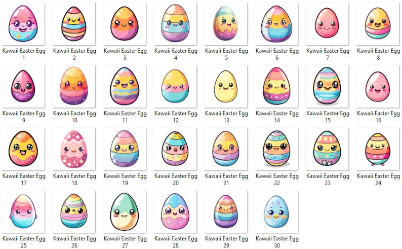 Kawaii Easter Egg Clipart, Cute Cartoon PNG, Holiday Clip Art ...